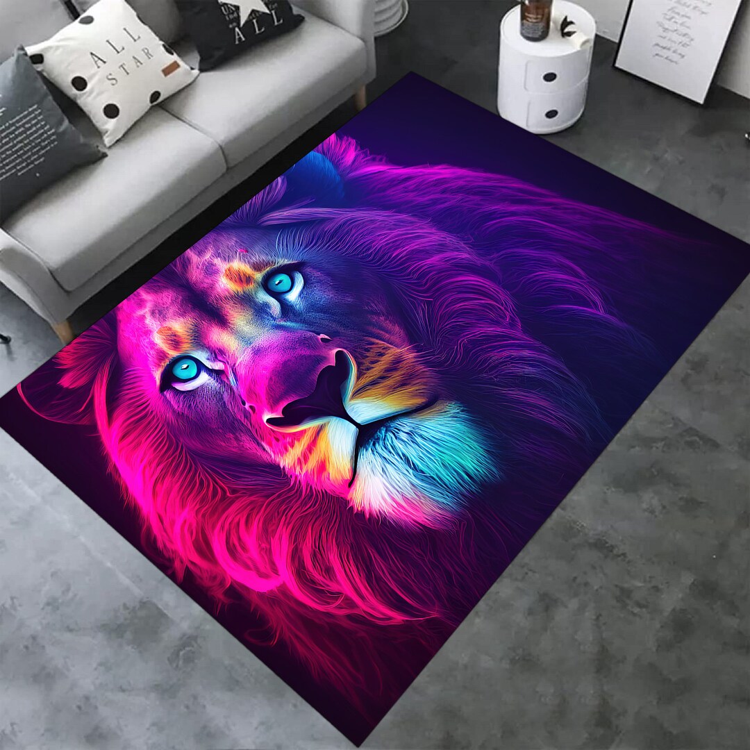 Lion Rug,lion Pattern Rug,animal Rugs,animal Themed Rug,cool Animal ...