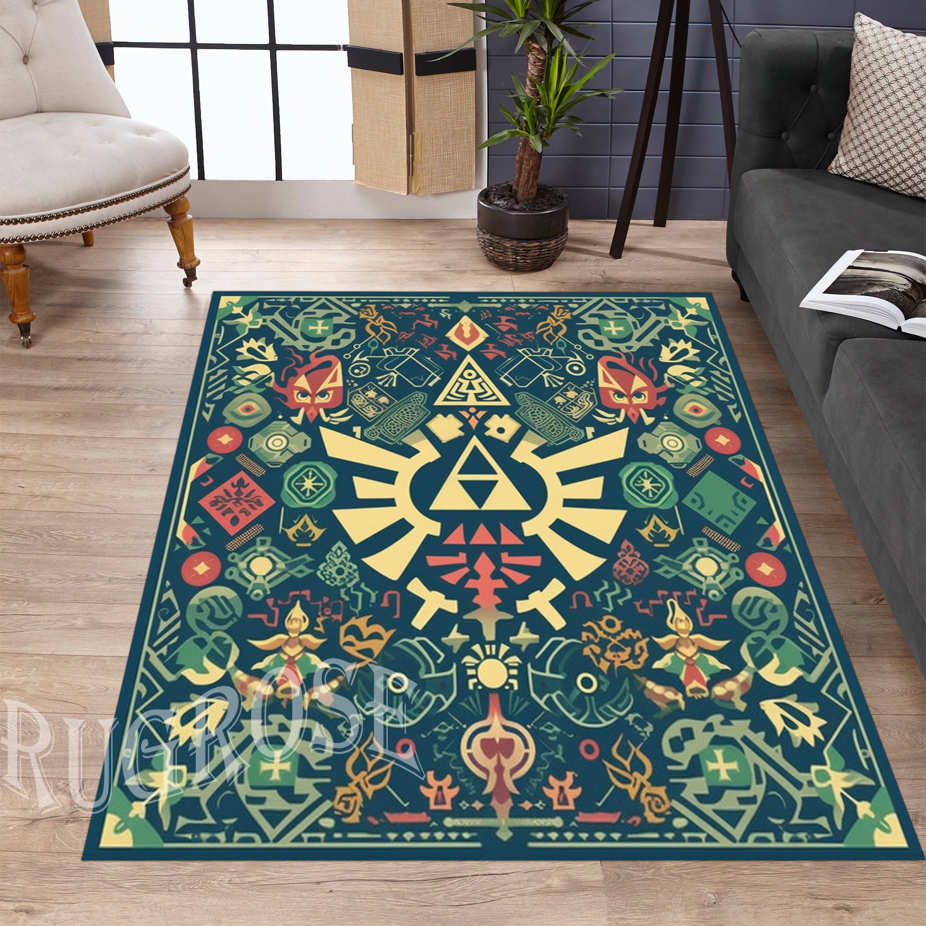 Zelda Legend Area Rug, Gamer Room Decor, Non-slip Cotton Base - Etsy