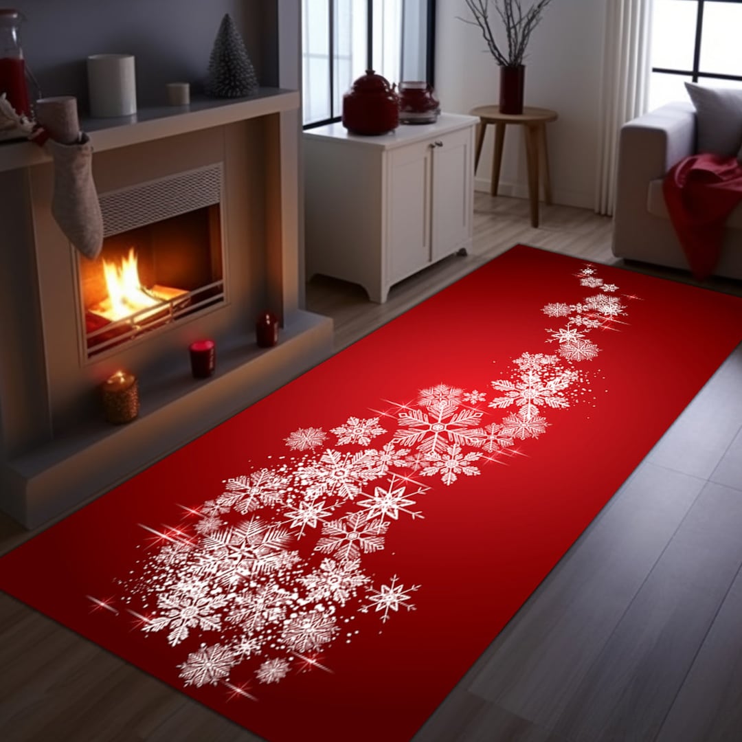 Snowflake Rug Christmas Runner Rug Snowflake Runner Rug - Etsy