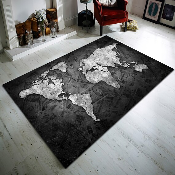 World Map World Map Rug Home Decor Carpet Living Room - Etsy