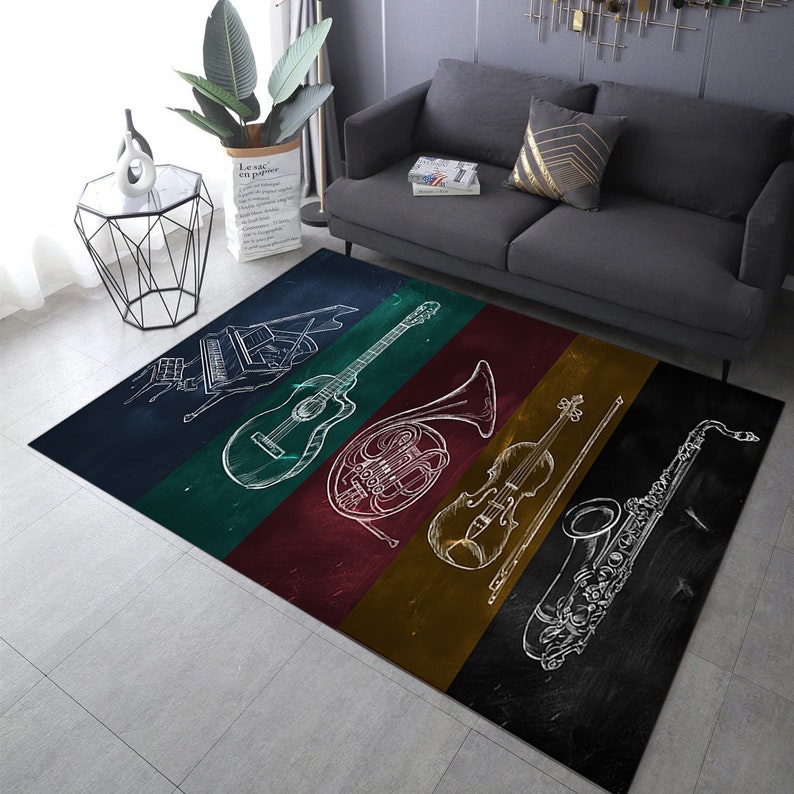 Music Rug Guitar Themed Rug Piano Rug Music Design - Etsy