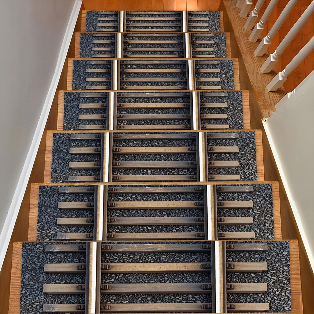 Train Stair Rug, Train Track Rug,train Tracks Pattern Stair Rug,stair ...