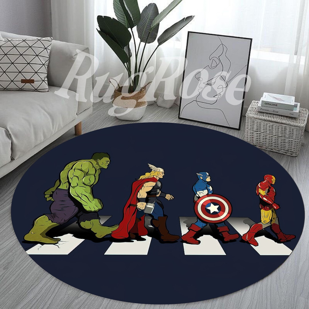 Superhero, Superhero Round Rug, Spiderman Rug, Round Area Rug, Kids ...