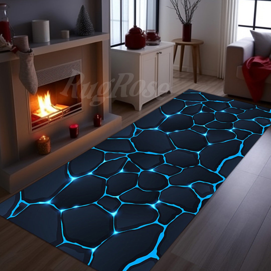 Lava Rug, Lava Runner Rug, Blue Lava Rug, Hot Lava Rug, Volcano Floor ...