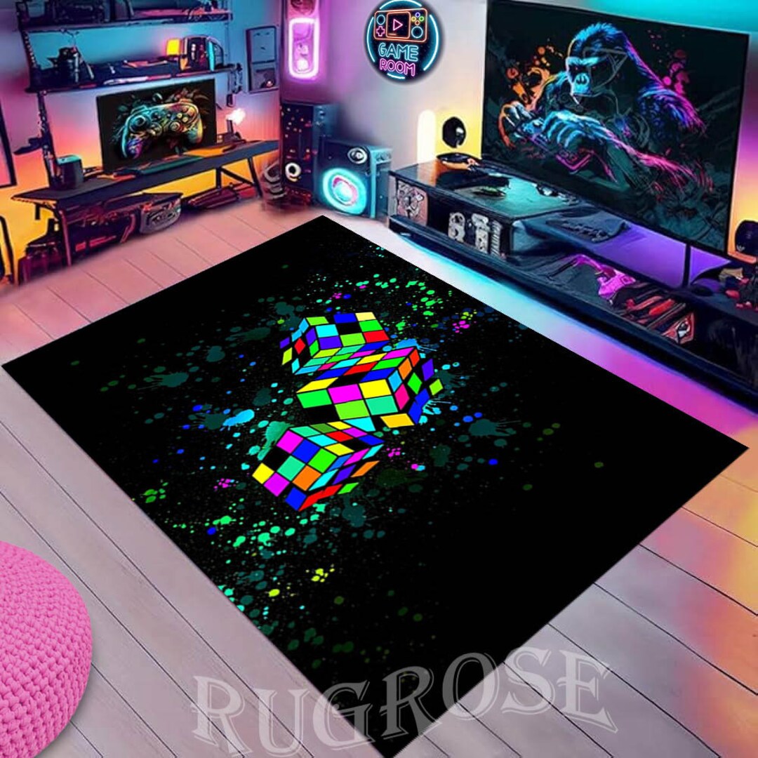 Rubik's Cube, Rubik's Cube Rug, Gift Rug, Decor Rug,children Rug ...