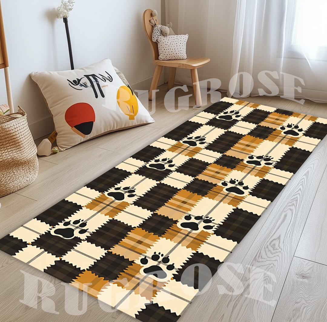 Paw Print Runner Rug, Kids Room Decor, Non-slip Cotton Base - Etsy UK