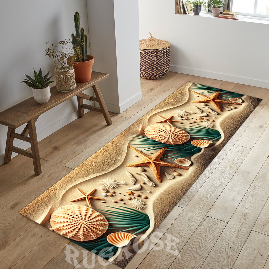 Starfish, Sea Shells Rug, Starfish Rug, Sea Shells Runner Rug, Sea Rug ...