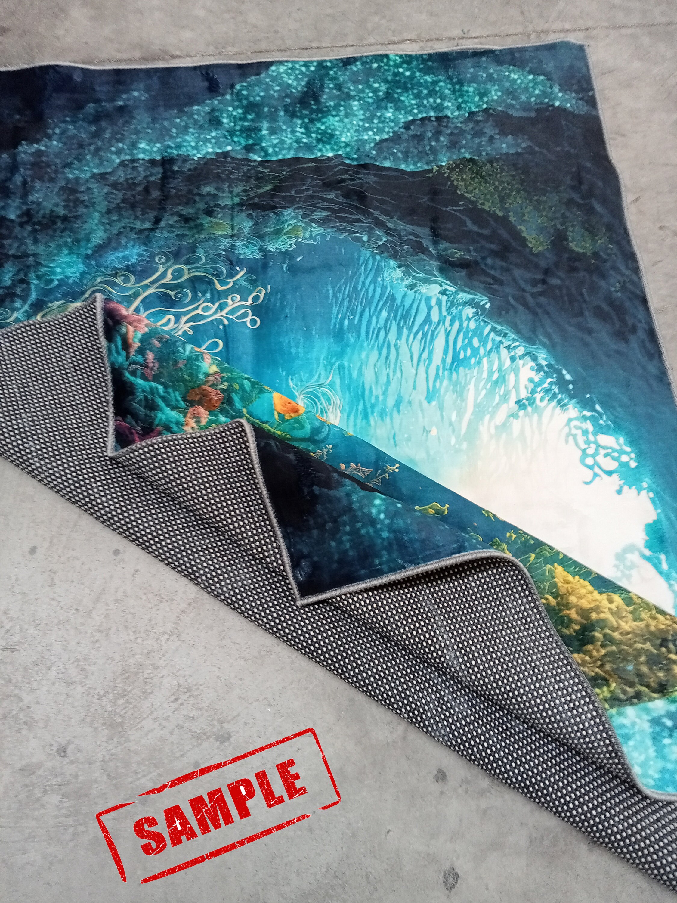 Mermaid Area Rug, Underwater Fantasy Decor, Non-slip Cotton Base - Etsy