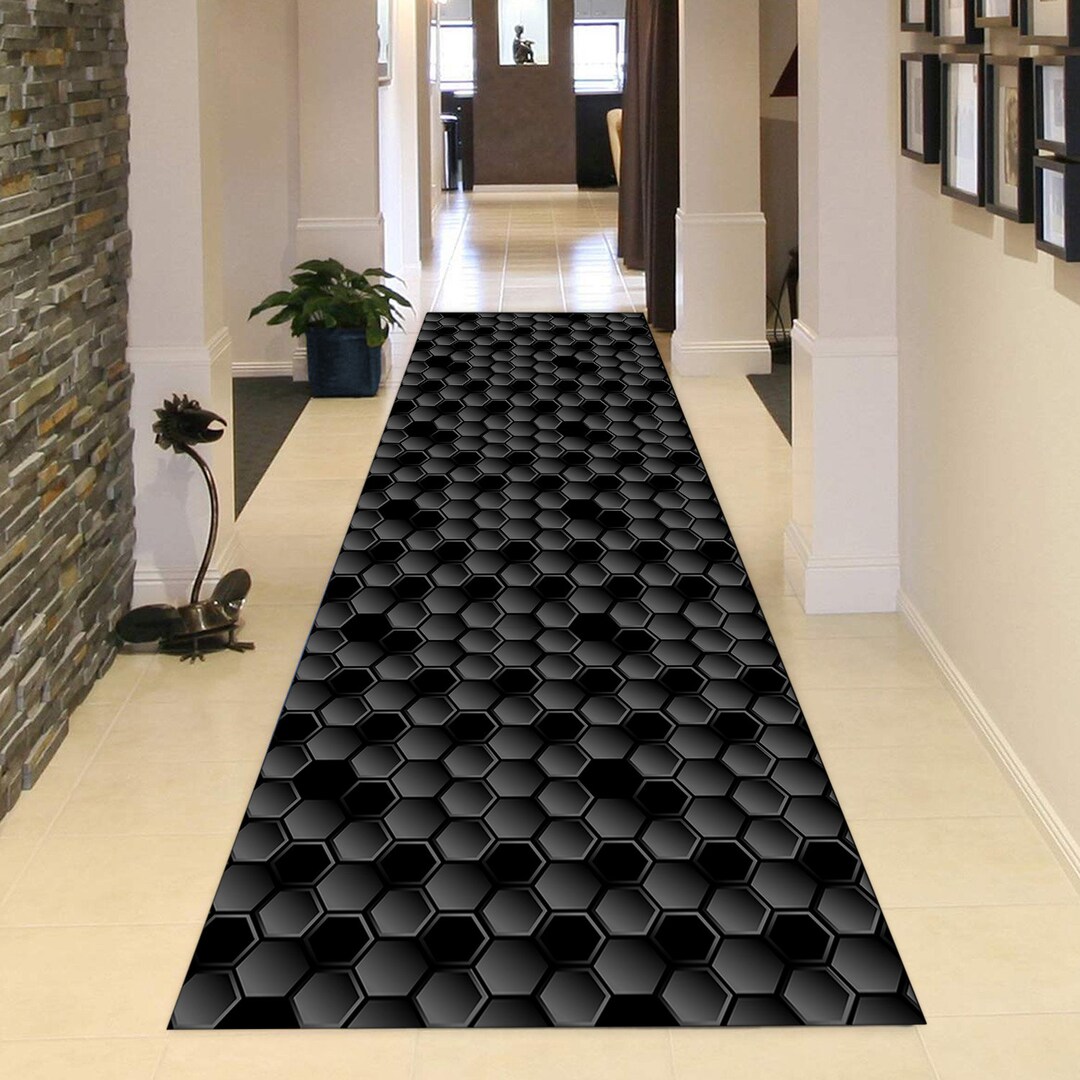 Runner Honeycomb Pattern Rug Honeycomb Decor Rug Black Rug - Etsy