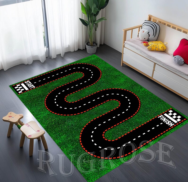 Race Track Kids Rug, Playmat, Nursery Decor (15.7x23.6 Inch) - Etsy