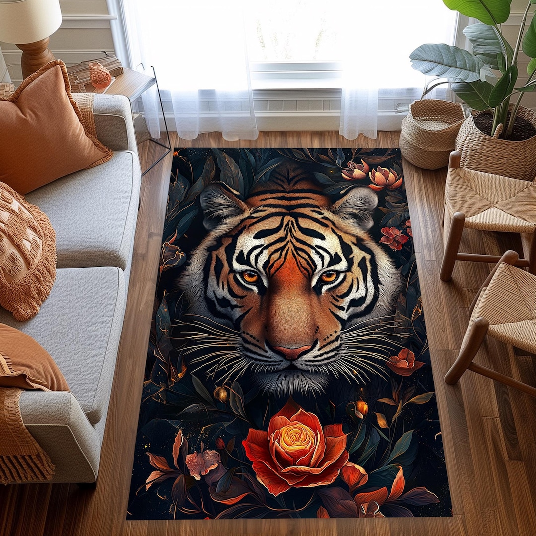 Tiger Rug,tiger Pattern Rug,tiger Design Rug,animal Themed Rug,oriental ...
