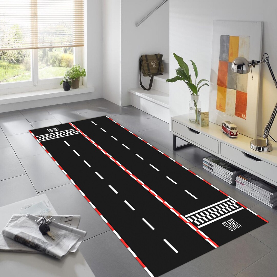 Race Track, Race Track Rug,start Line,finish Line,hallway Rug,long ...