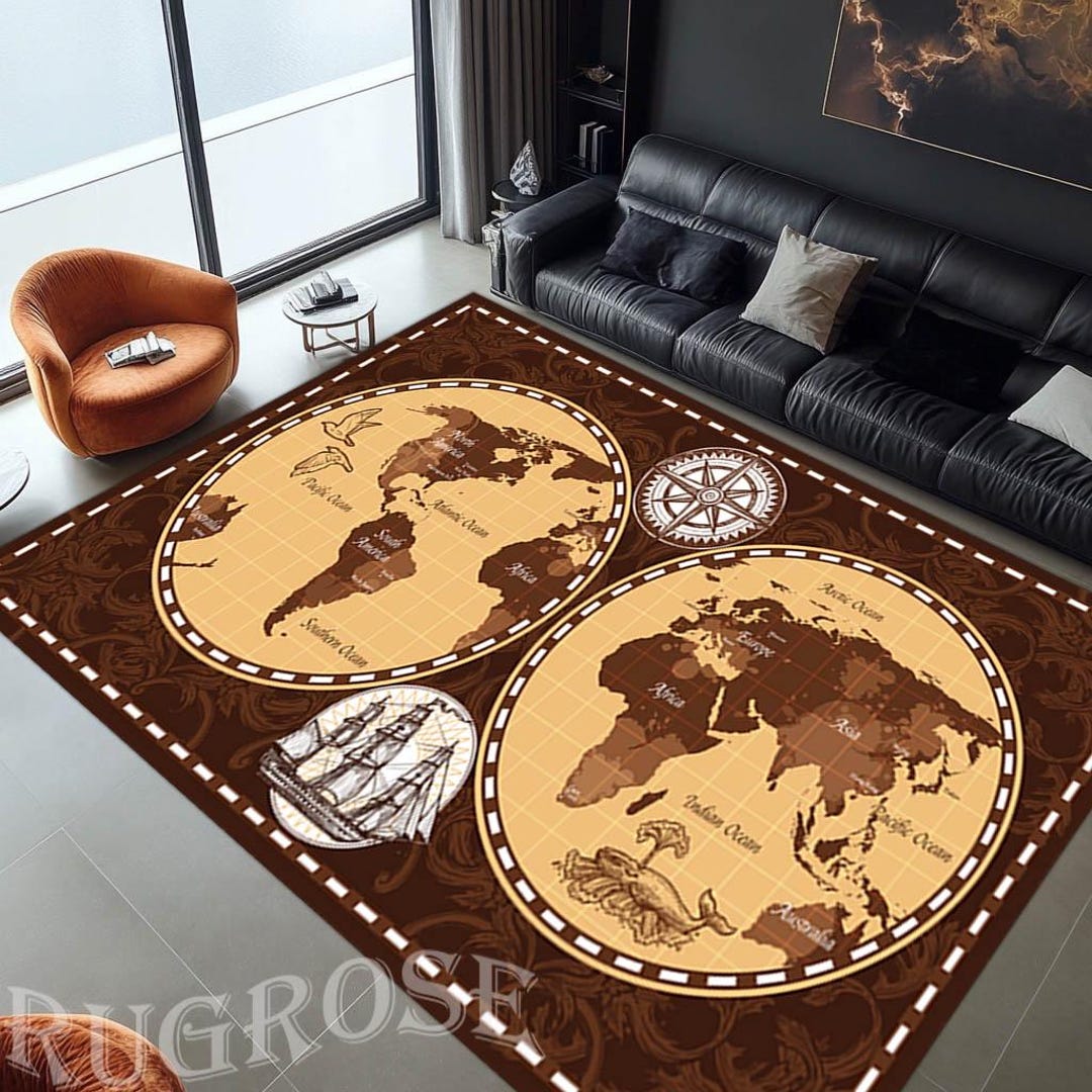 Old Maps, Map Design Rug,compass Themed Rug, Nautical Rug,nautical Art ...