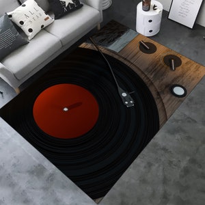 Record Rug, Record Patterned Rug, Record Player Rug,old Wooden Record ...