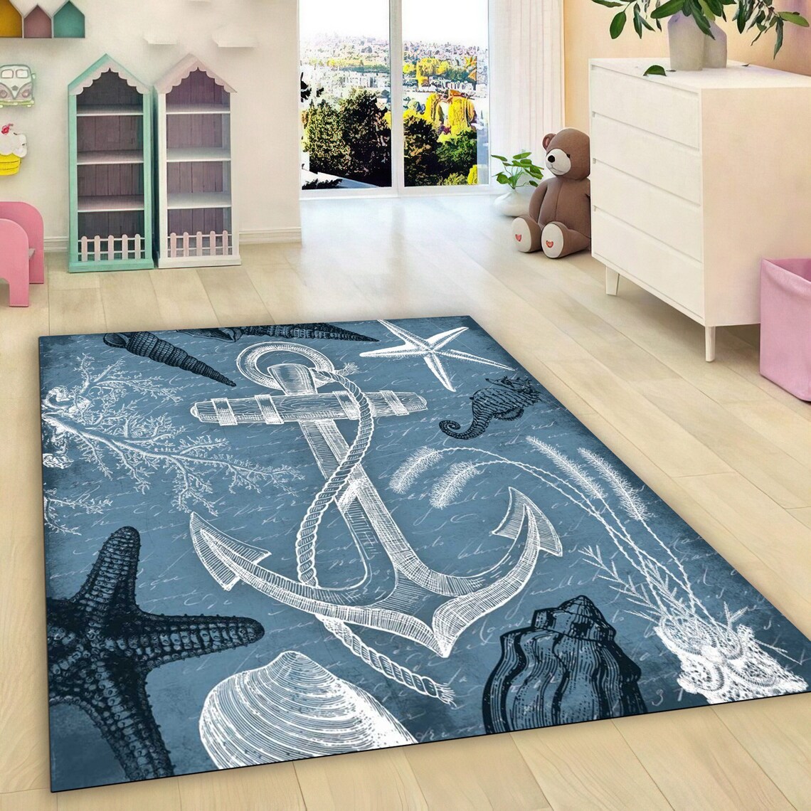 Nautical Ship Anchor Nautical Rugkids Room Rug Nautical - Etsy