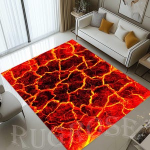 Lava Rug, Hot Lava Rug,volcano Floor Rug, Lava Pattern Rug, Home Decor ...