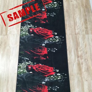 Red Roses, Black and Red Roses, Roses Runner Rug, Roses Long Rug ...