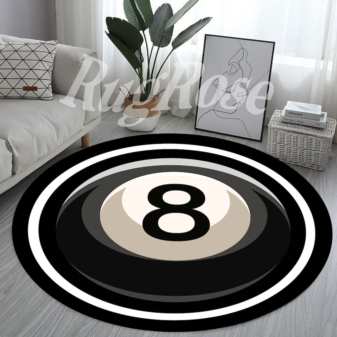 Billiard Rug, Eight Ball Rug, Round Billiard Rug, Round 8 Ball Rug ...