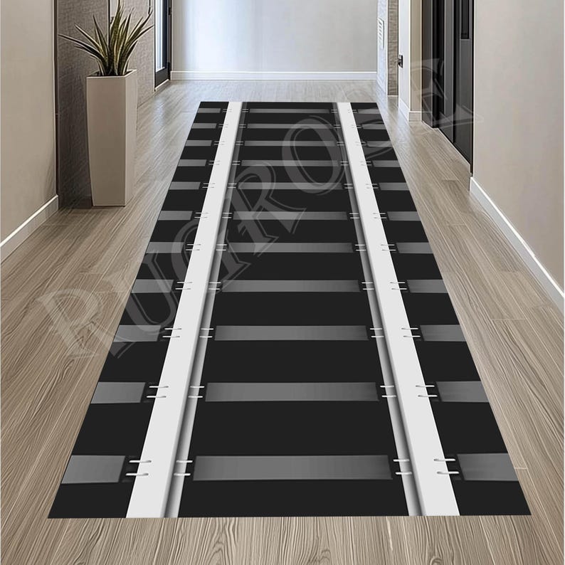 Train Track Runner Rug, Non-slip Kids Room Hallway Rug - Etsy