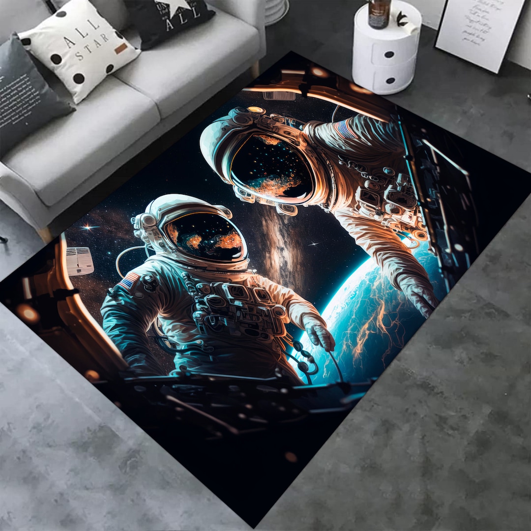 Astronaut Rug, Space Rug, Kids Room Rug, Astronaut in Outer Space ...