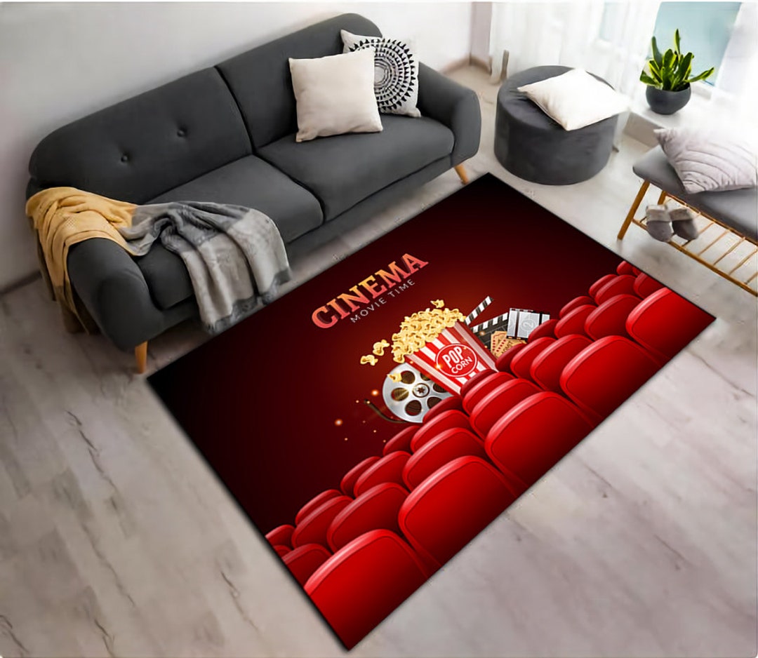 Cinema Rug, Cinema Film Rug, Retro Film Rug, Popcorn Pattern Rug,film ...
