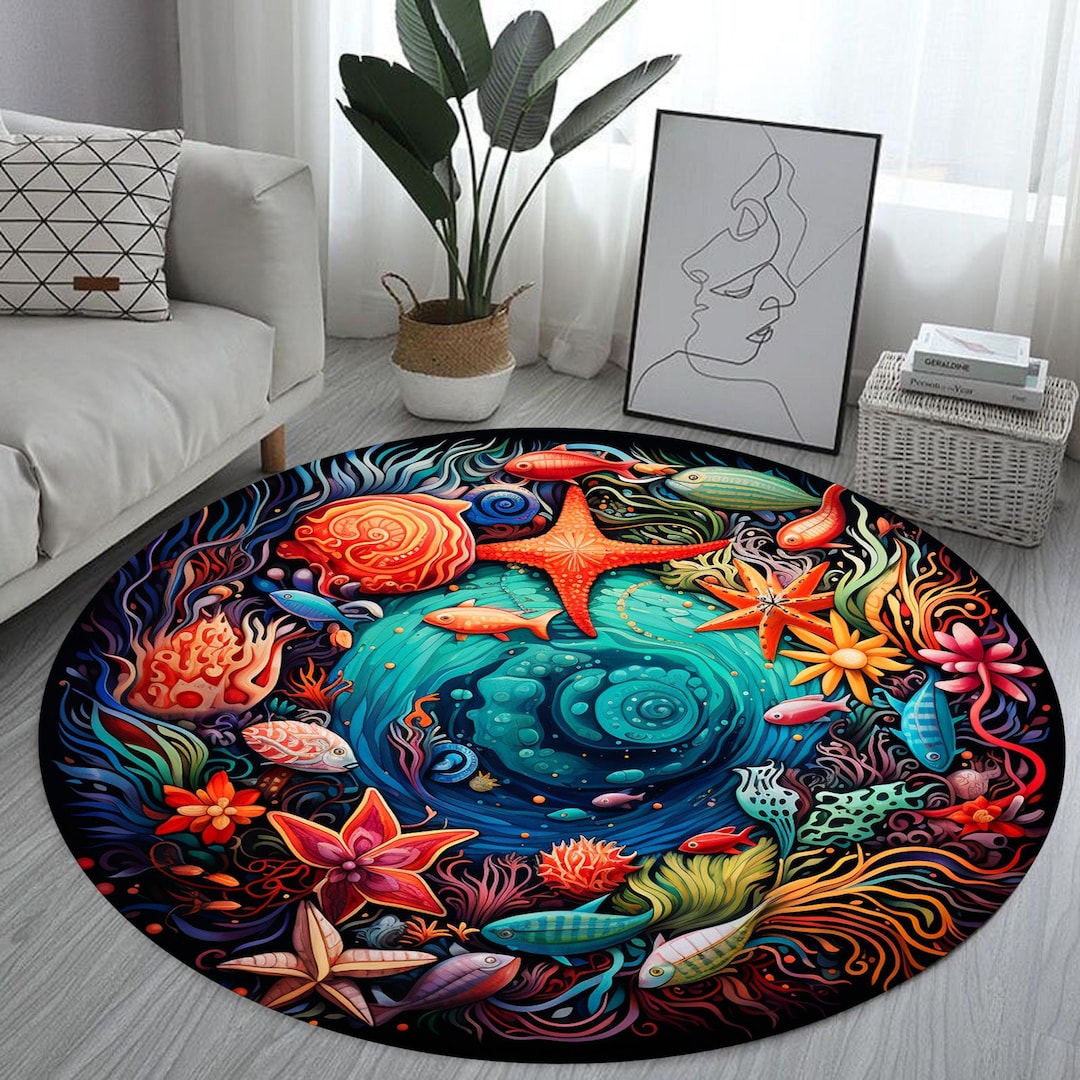 Sea Rug, Starfish, Fish Rug, Starfish Rug, Fish Themed Rug, Starfish ...