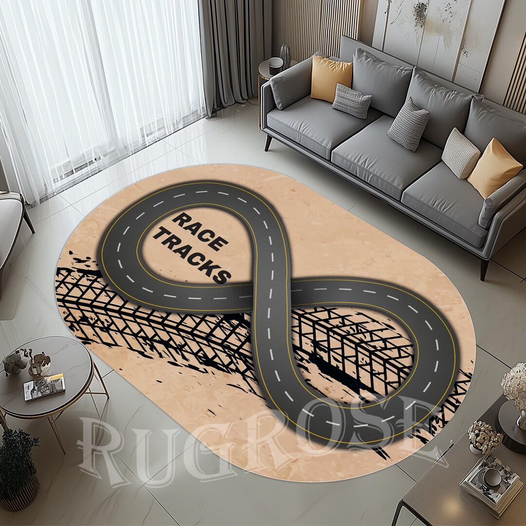 Race Track, Race Track Rug, Start Line, Finish Line, Oval Racetrack Rug ...