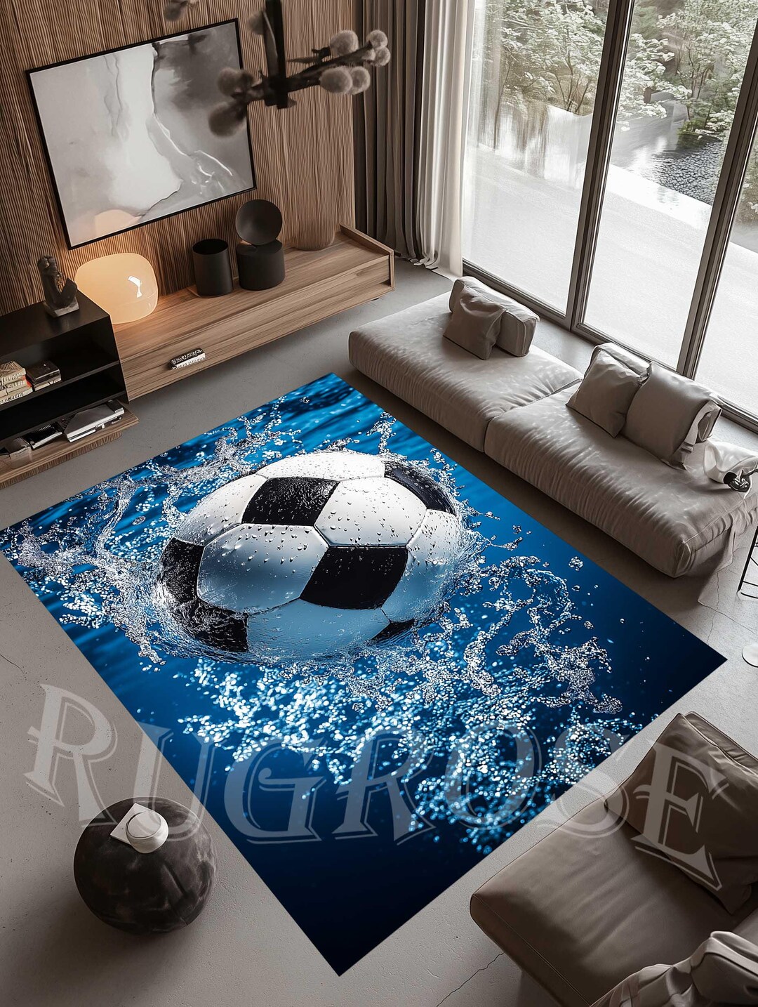 Soccer Rug, Blue Football Rug, Football Field Ball, Football Ball Rug ...
