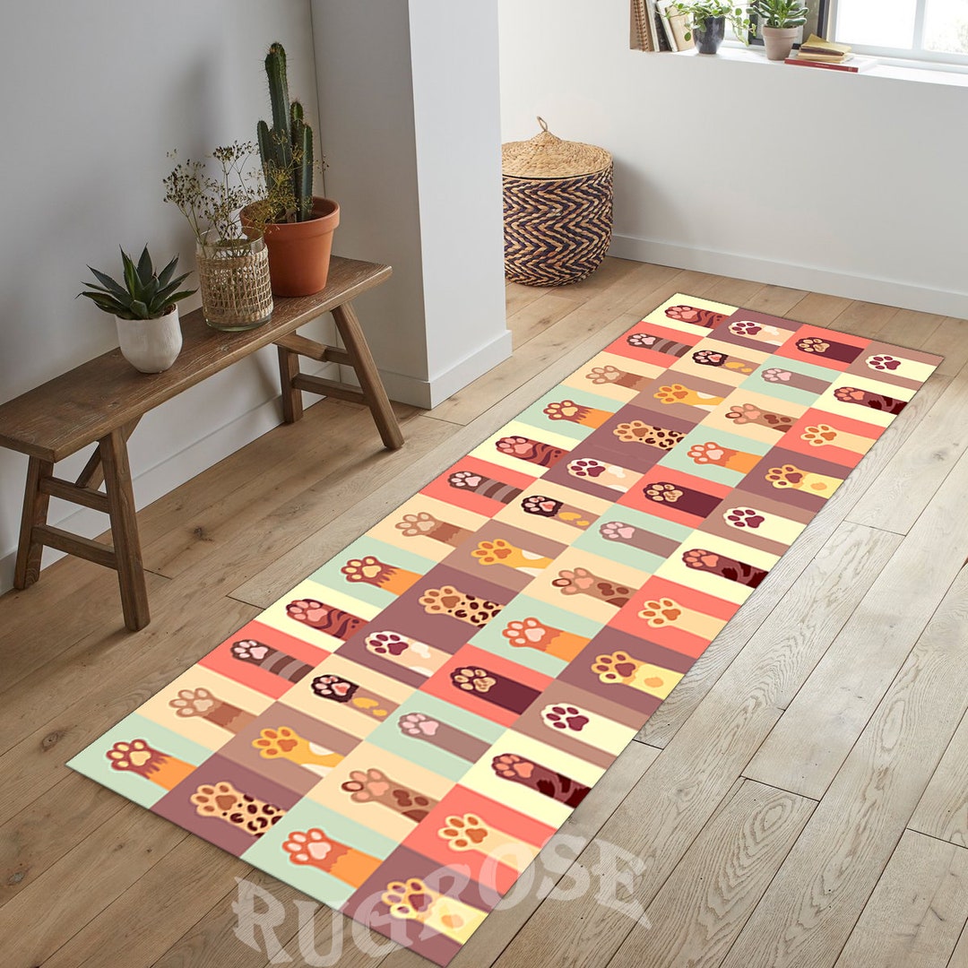 Cute Paw Rug, Paw Runner Rug, Cats Paw, Pet Paw Rug, Kids Room Rug ...