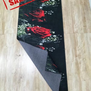 Red Roses, Black and Red Roses, Roses Runner Rug, Roses Long Rug ...