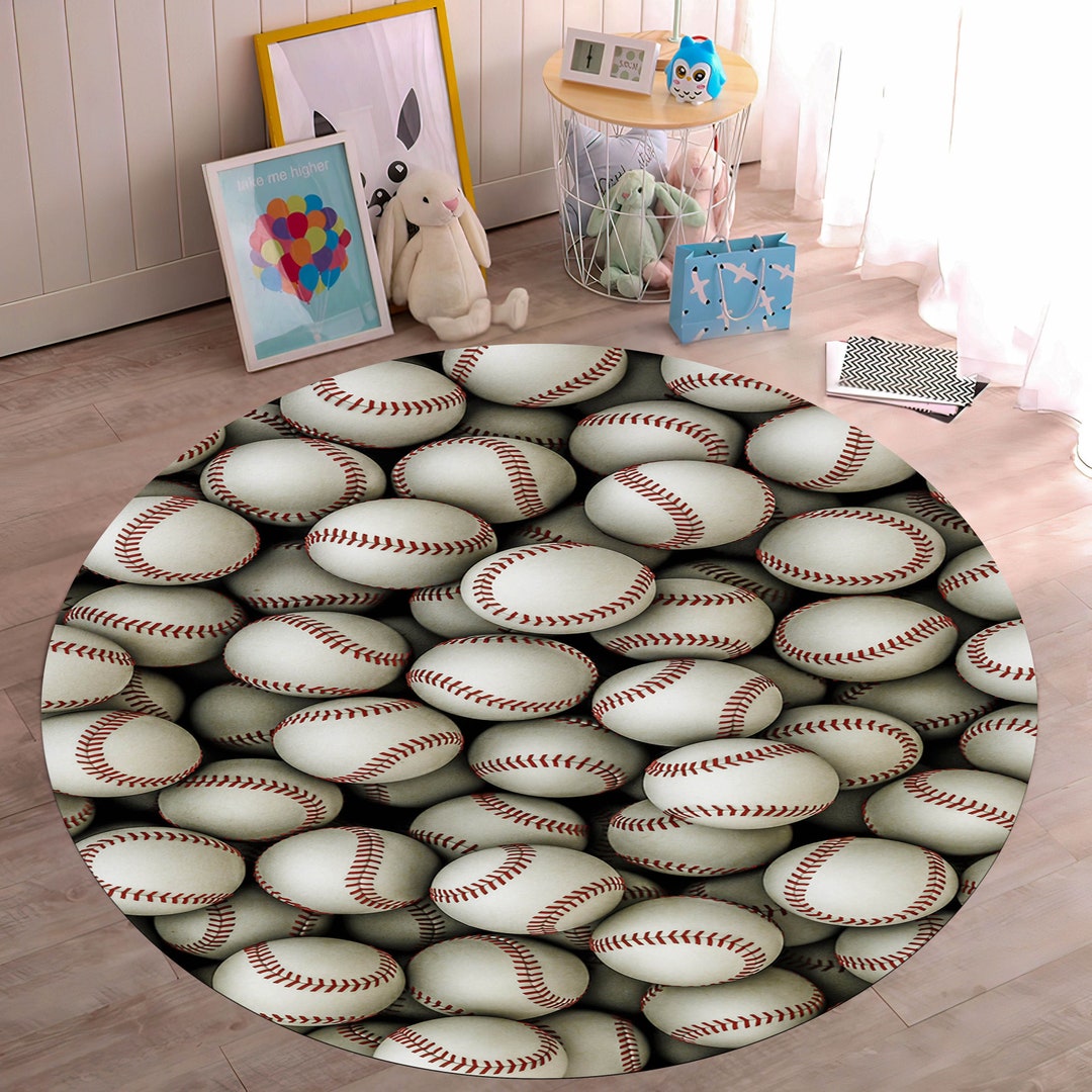 Baseball Rug, Baseball,round Rug,round Baseball Rug, Sports Rug, Living ...