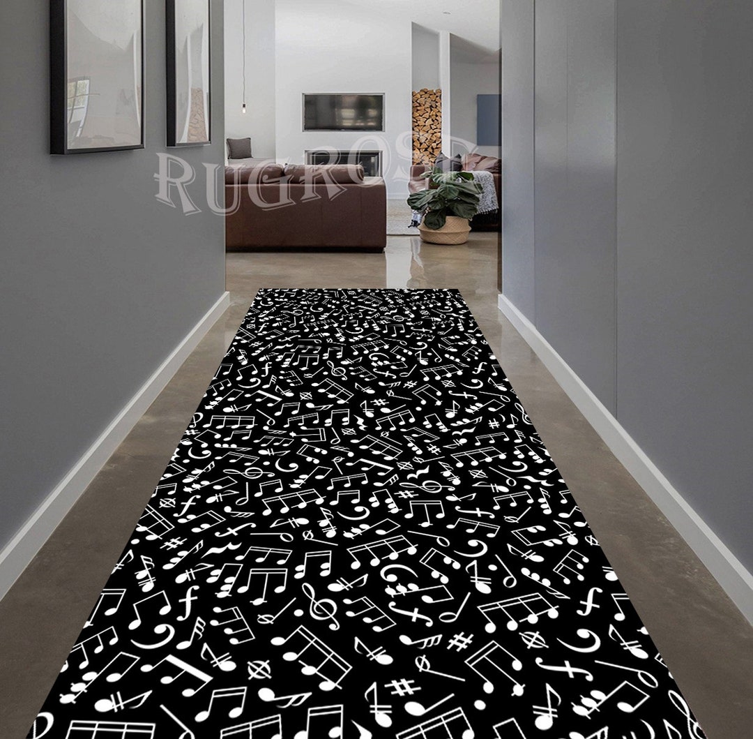 Music Runner Rug, Musical Nota Rug,runner Nota Clef Rug,black White ...