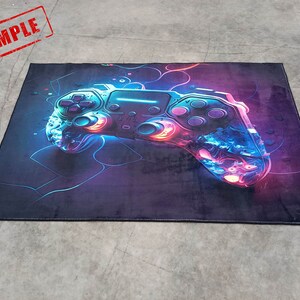 Gamer Rug, Game Controller, Neon Game Controller, Game Room Rug, Gaming ...