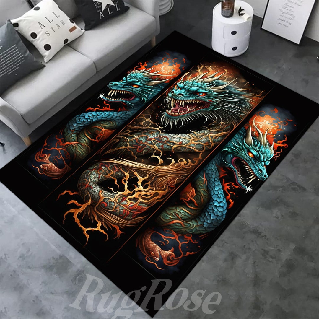 Dragon Rug, Dragon Design Rug, Dragon Pattern Rug, Dragons Rug ...