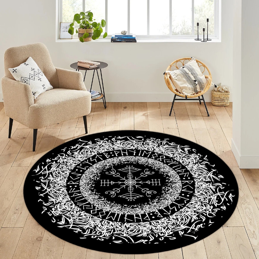 Viking Pattern Round Rug, Scandinavian Mythology Home Decor - Etsy