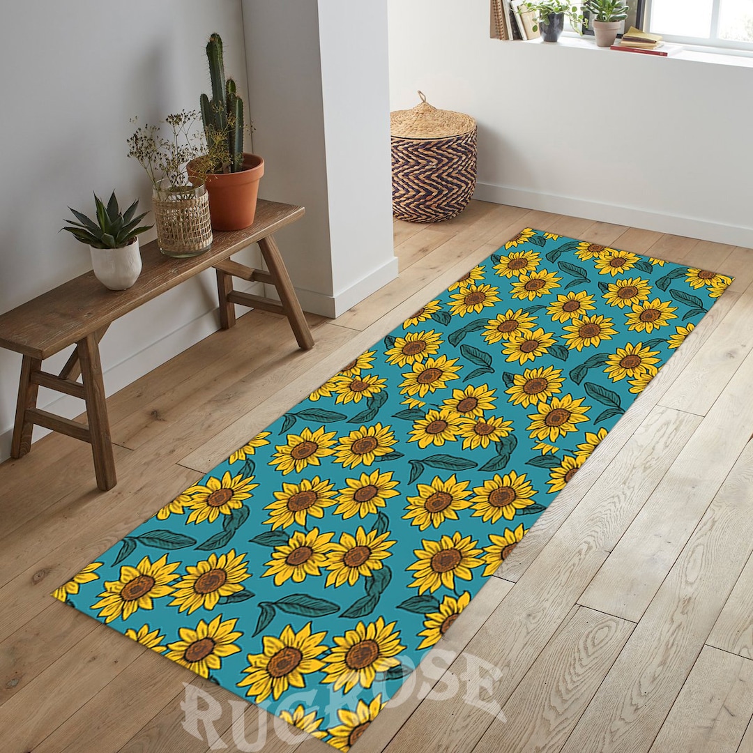 Sunflower,sunflower Pattern Rug, Sunflower Runner Rug, Home Decor Rug ...