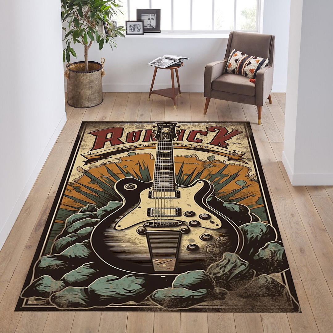 Guitar Guitar Rug Rock Guitar Rug Poster Guitar Rugs Music - Etsy