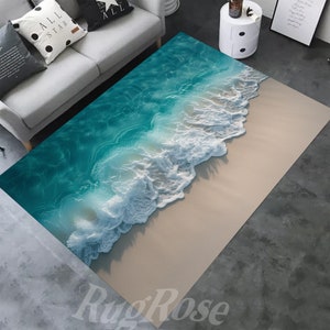 Beach Rug, Sea Rug, Sea Wave Rug, Sand Wave Rug, Nautical Rug, Clear ...