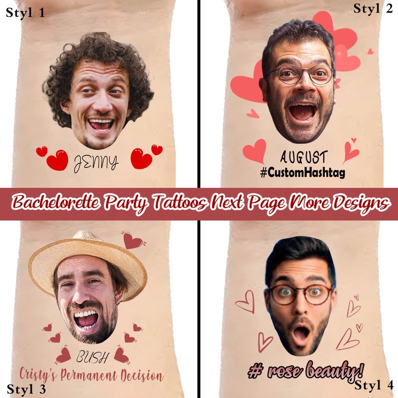 Bachelorette Party Favors,custom Temporary Tattoos,custom Face Tattoos ...