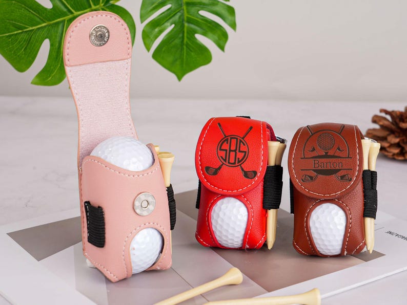 Personalized Golf Ball Bag, Mini Golf Ball Holder, Leather Golf Ball ...