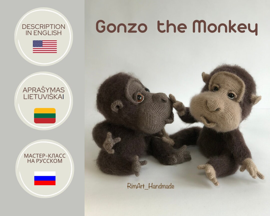 Crochet Pattern Monkey Gonzo, Amigurumi PDF File in Eng., in Lt. and in ...