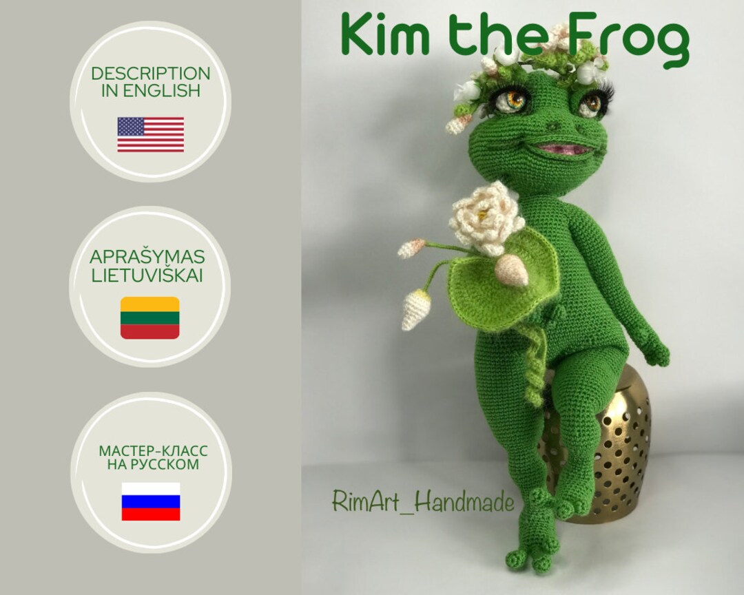 Crochet Pattern Kim the Frog in English, in Lithuanian and in Russian ...
