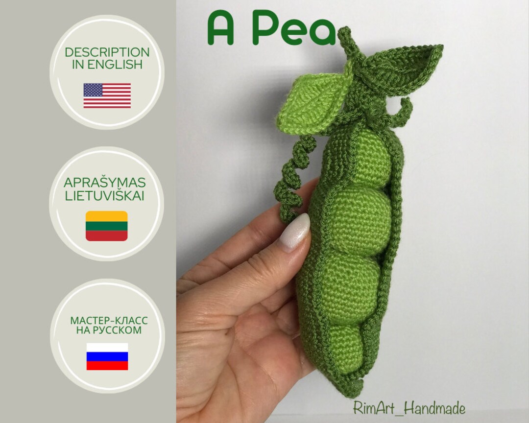 Crochet Pattern A Pea in Eng, in Lt and in Ru, PDF File, Amigurumi ...
