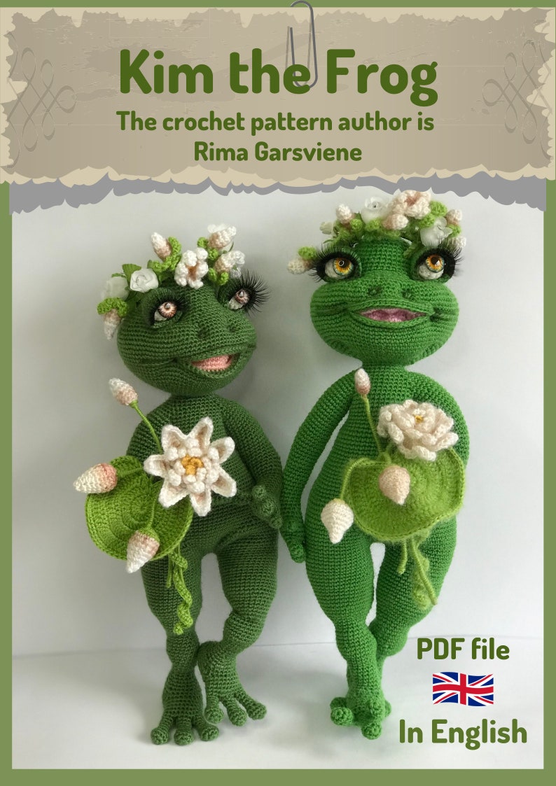 Crochet Pattern Kim the Frog in English in Lithuanian and in - Etsy