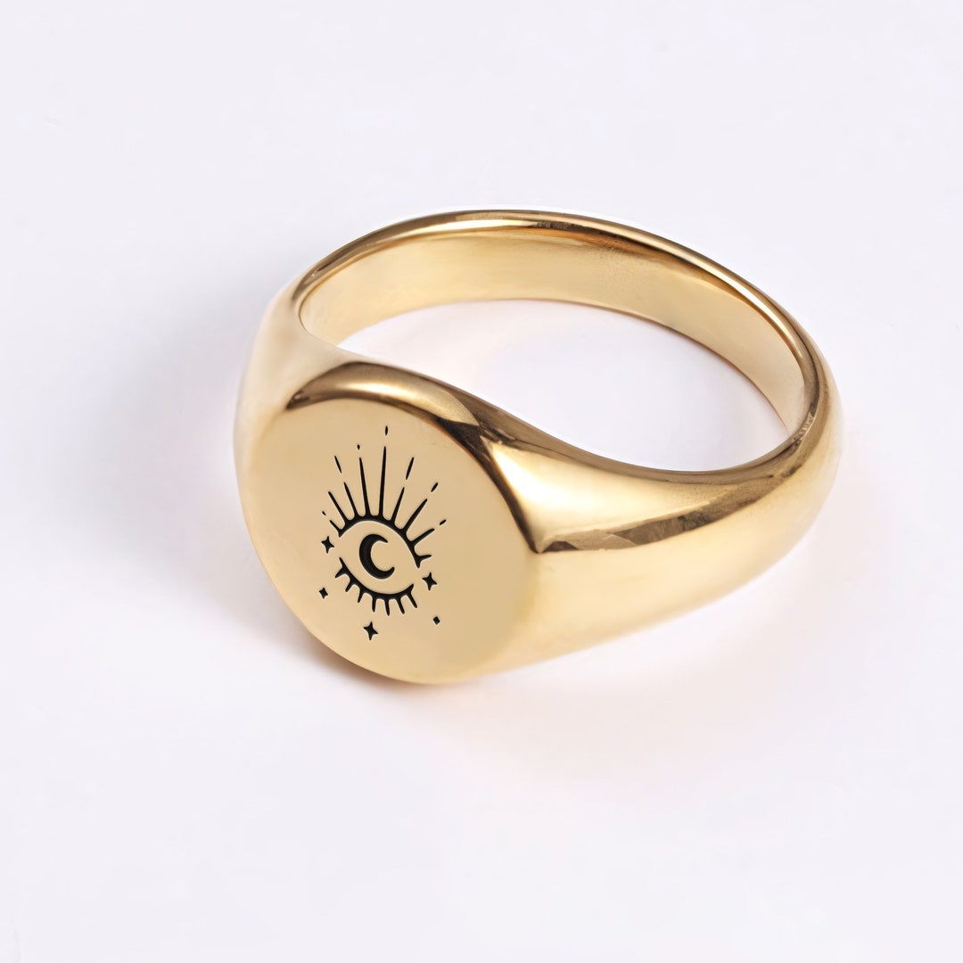 Custom Evil Eye Signet Ring, Family Crest Ring, Personalized Evil Eye ...