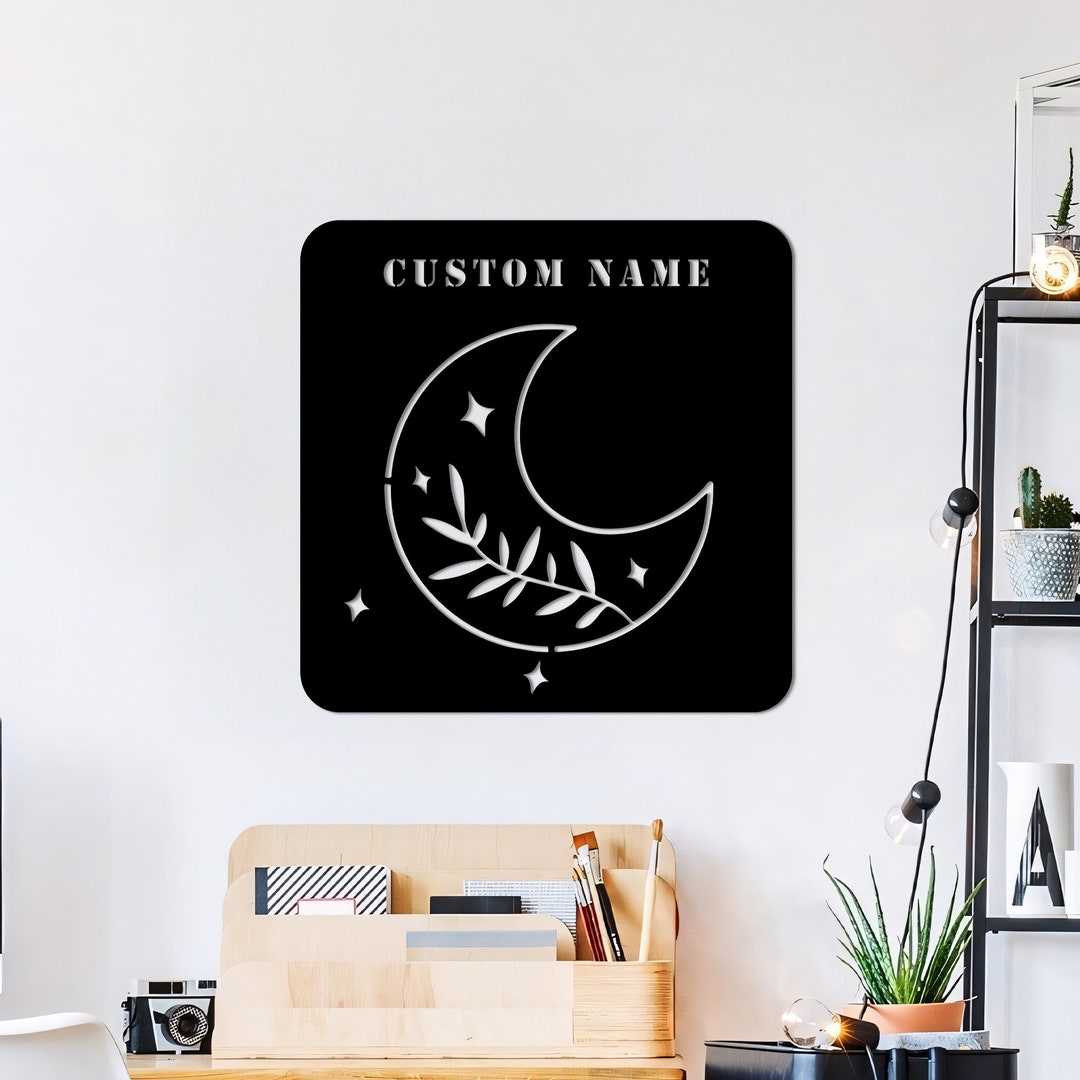 Custom Moon and Stars Metal Wall Art Personalized Moon Metal Sign ...