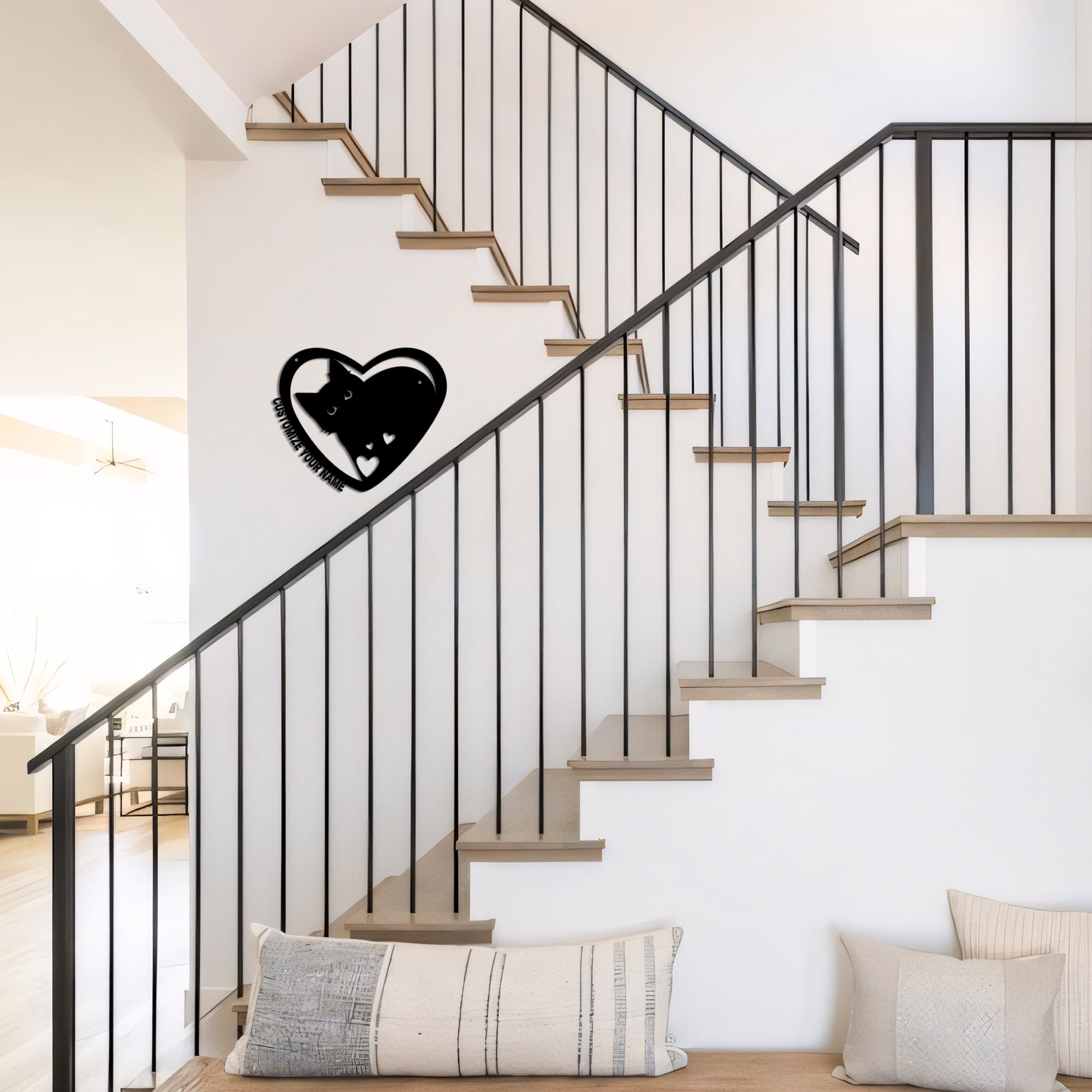 Custom Cat Heart Metal Wall Art Personalized Metal Cat Lover Sign ...