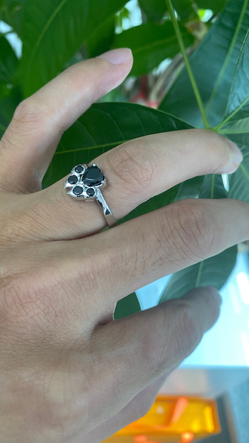Personalized Dog Paw Print Memorial Ring 925 Sterling Silver Custom ...