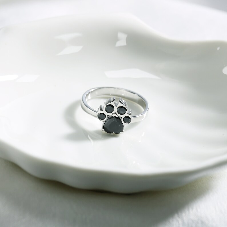 Personalized Dog Paw Print Memorial Ring 925 Sterling Silver Custom ...