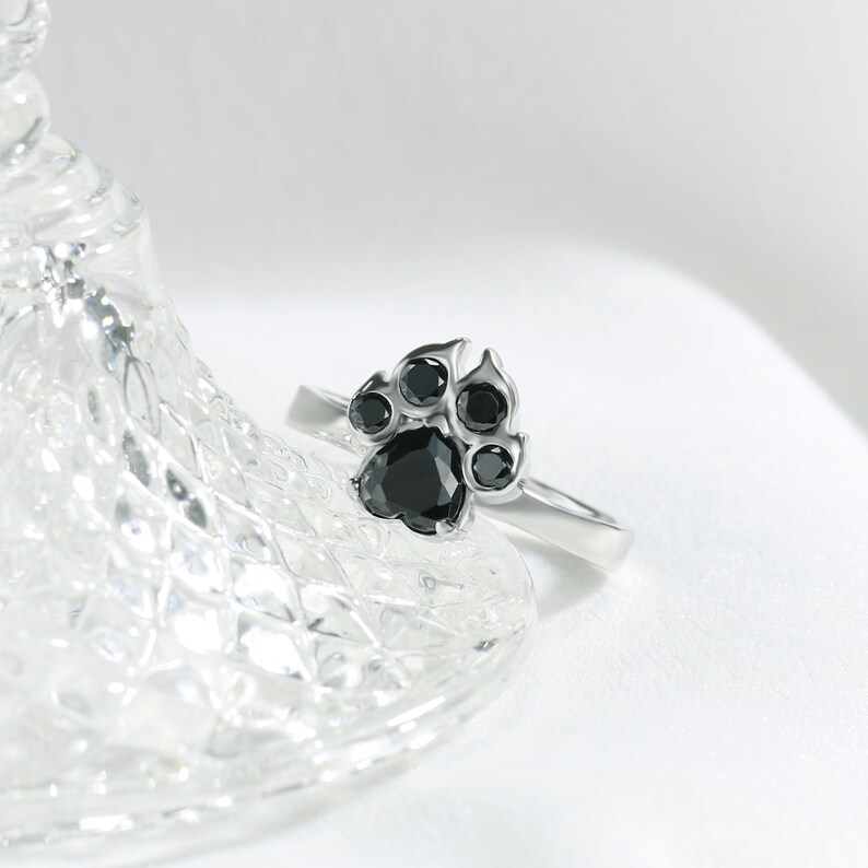 Personalized Dog Paw Print Memorial Ring 925 Sterling Silver Custom ...